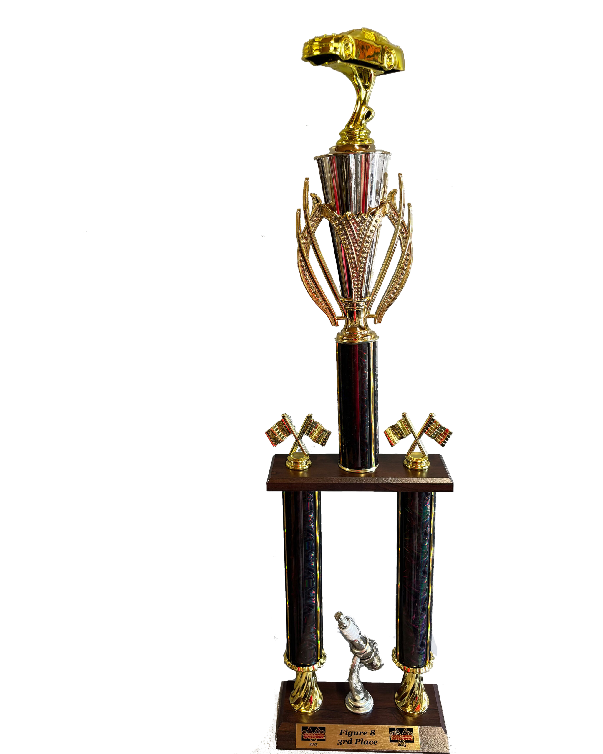 2-Post Trophy with Cherry Base and Figure – Walker Trophies